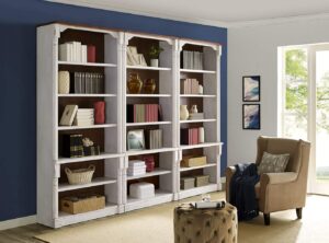 martin furniture 3 open bookcase, white