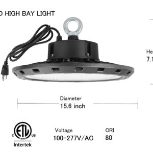 Q QINGCHEN 200W UFO LED High Bay Light 5000K Daylight White, ETL Certified LED Warehouse Light Fixtures,Replacement for 800W MH/HPS