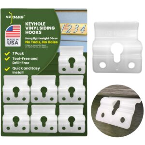 vz hang keyhole vinyl siding hooks 7 pack - tool-free and drill-free siding hooks for hanging outdoor decorations - lightweight and durable siding hooks for home siding clips for outdoor lights