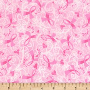 timeless treasures pink ribbon breast cancer ribbon pink, fabric by the yard