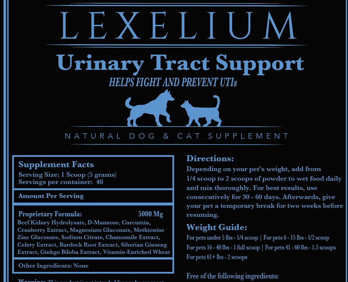 Organic Urinary Tract Infection UTI Support for Dogs and Cats - Fortified with Cranberry, D Mannose, and Curcumin - Optimizes Kidney & Bladder Function - Can Prevent Kidney/Bladder Stones - 200 G