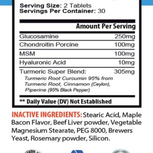 Dog Joint Health Supplements - Dogs Joint Health Complex with Turmeric and MSM - Supports Hips and Joints - Dog Turmeric glucosamine - 1 Bottle (60 Tablets)