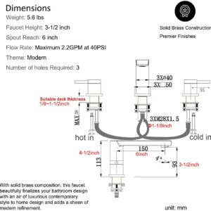 Luxury Widespread Bathroom Sink Faucets 3 Hole, 2-Handle 8 Inch Bathroom Vanity Faucet, with Matching Pop-up Drain Assembly, Brass Matte Black