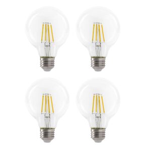 led 4.5w g25 clear globe filament light bulb, 40w equivalent, 470 lumens, 2700k soft white, e26 medium base, dimmable, 120v, energy star, (4 pack)