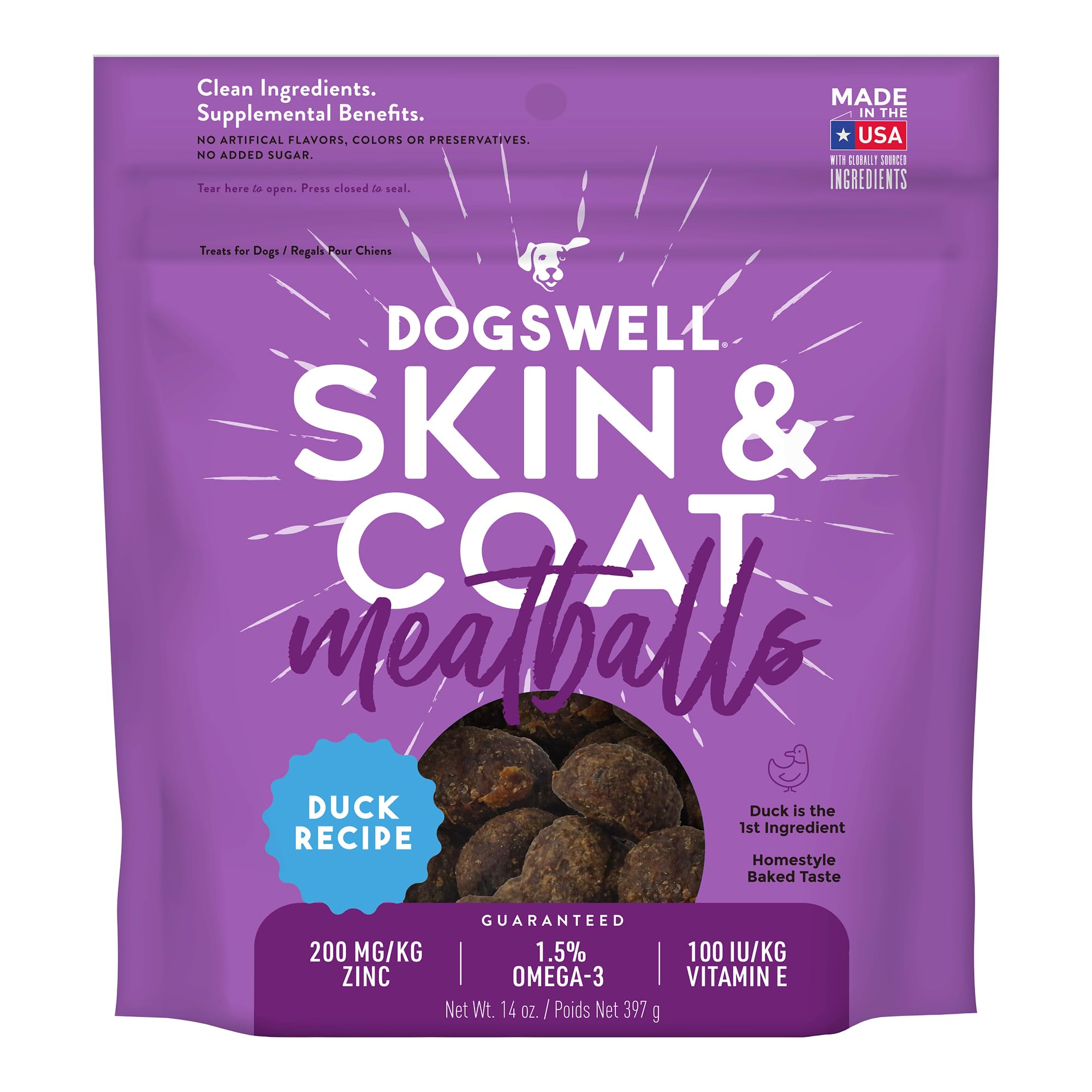 Dogswell Skin & Coat Duck Recipe Meatballs - 14 oz.