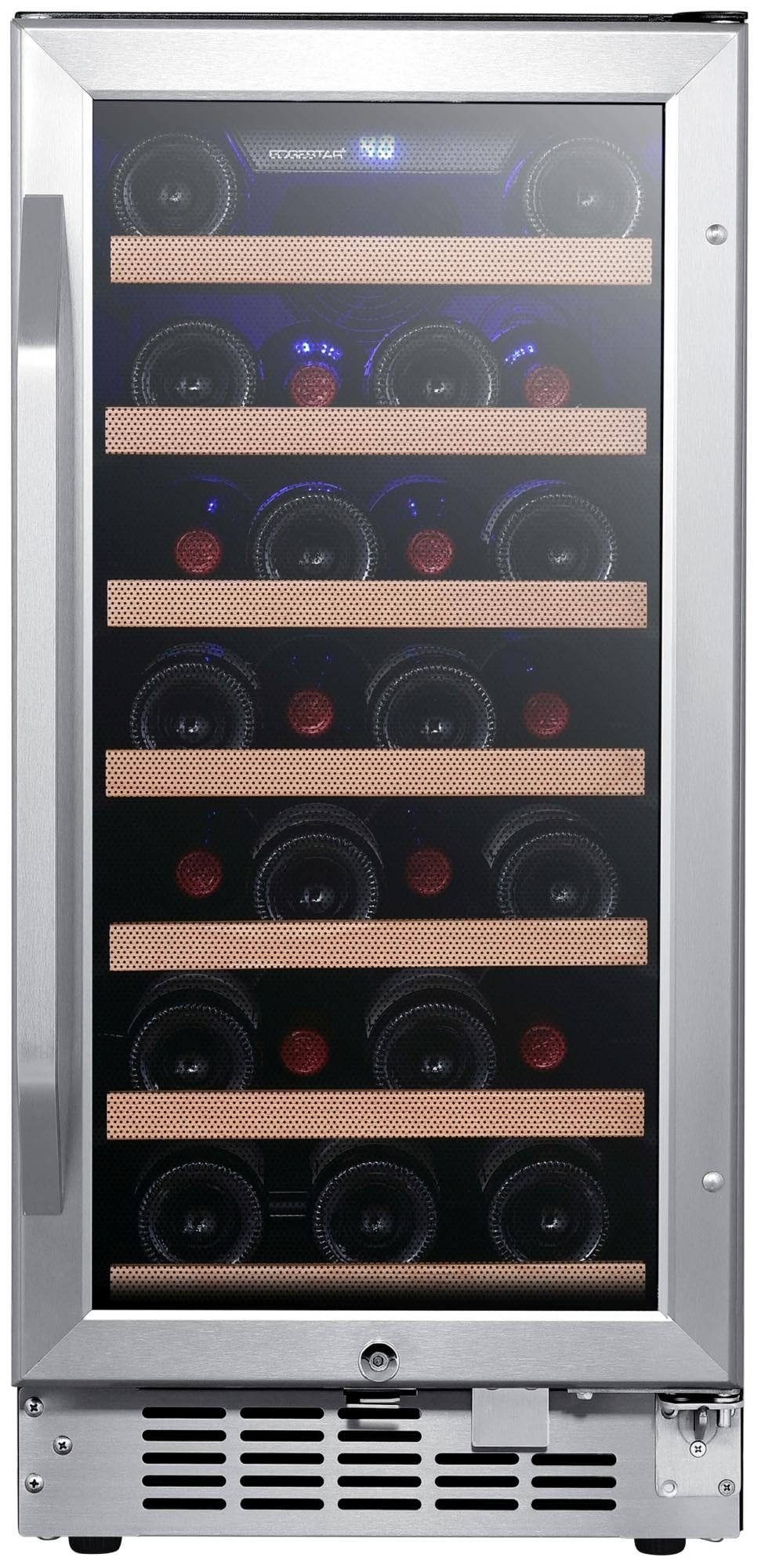 EdgeStar CWR302SZ 15 Inch Wide 25 Bottle Built-In Single Zone Wine Cooler with Reversible Lockable Door and LED Lighting - Stainless Steel