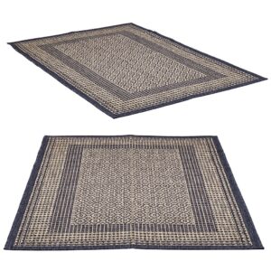 Benissimo 4 x 6 Indoor Outdoor Rug Tile Collection, Woven, Jute Backing Area Carpet for Living Room, Bedroom, Kitchen, Entryway, Hallway, Patio, Farmhouse Decor, Navy