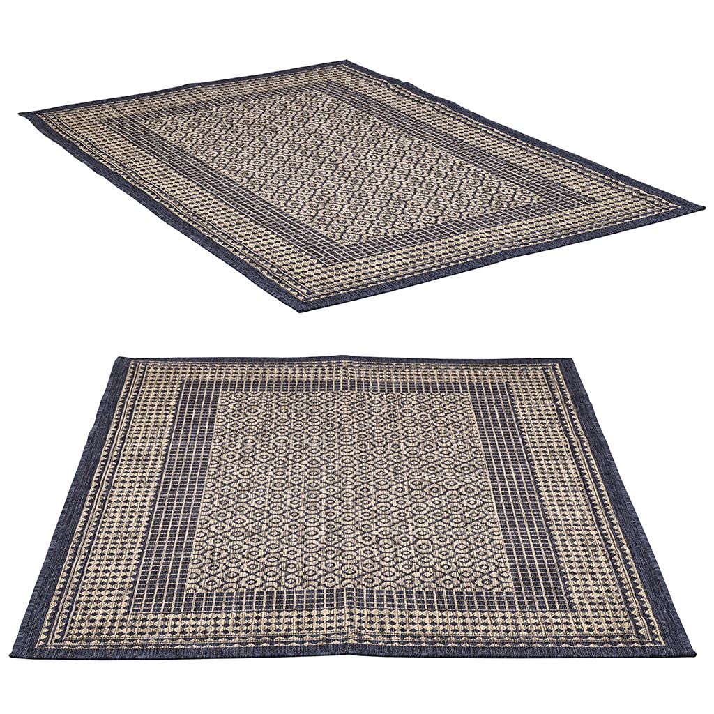 Benissimo 4 x 6 Indoor Outdoor Rug Tile Collection, Woven, Jute Backing Area Carpet for Living Room, Bedroom, Kitchen, Entryway, Hallway, Patio, Farmhouse Decor, Navy