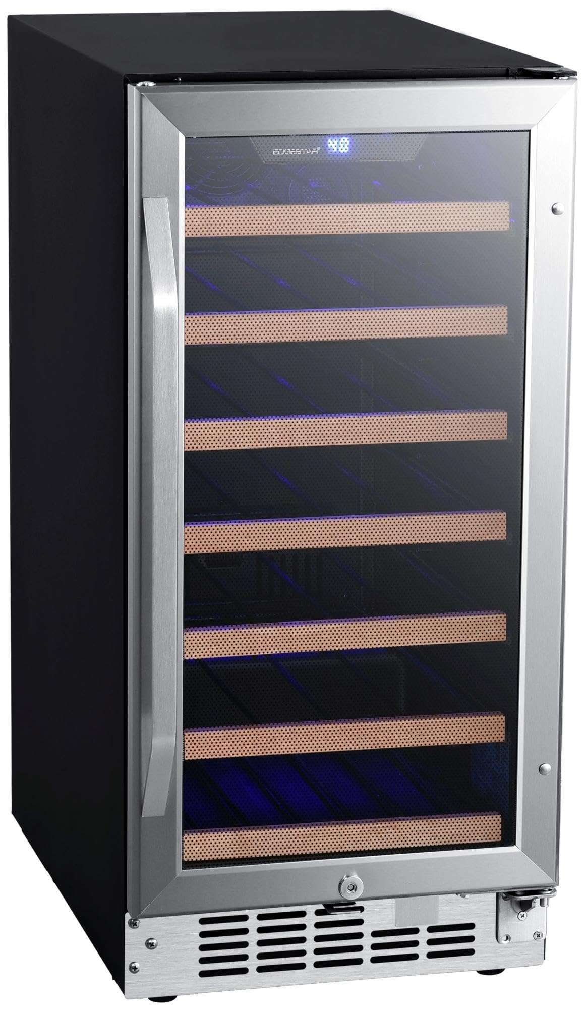 EdgeStar CWR302SZ 15 Inch Wide 25 Bottle Built-In Single Zone Wine Cooler with Reversible Lockable Door and LED Lighting - Stainless Steel