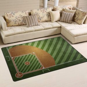 ALAZA Area Rugs 60x39 inches Baseball Field Lightweight Non-Skid Rugs for Kids Room Living Room Bedroom Floor Mats