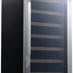 EdgeStar CWR302SZ 15 Inch Wide 25 Bottle Built-In Single Zone Wine Cooler with Reversible Lockable Door and LED Lighting - Stainless Steel