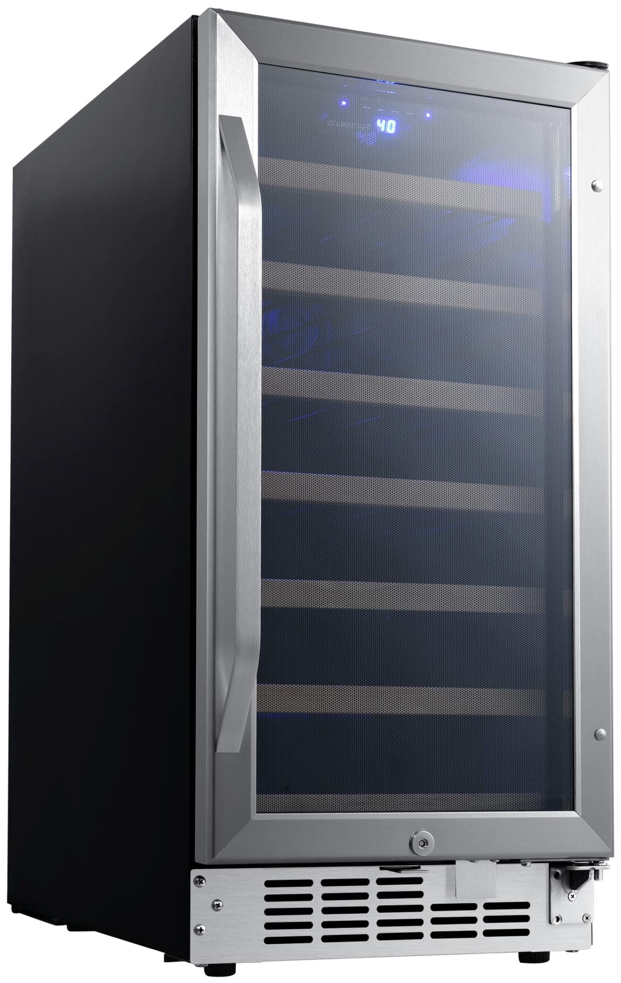 EdgeStar CWR302SZ 15 Inch Wide 25 Bottle Built-In Single Zone Wine Cooler with Reversible Lockable Door and LED Lighting - Stainless Steel