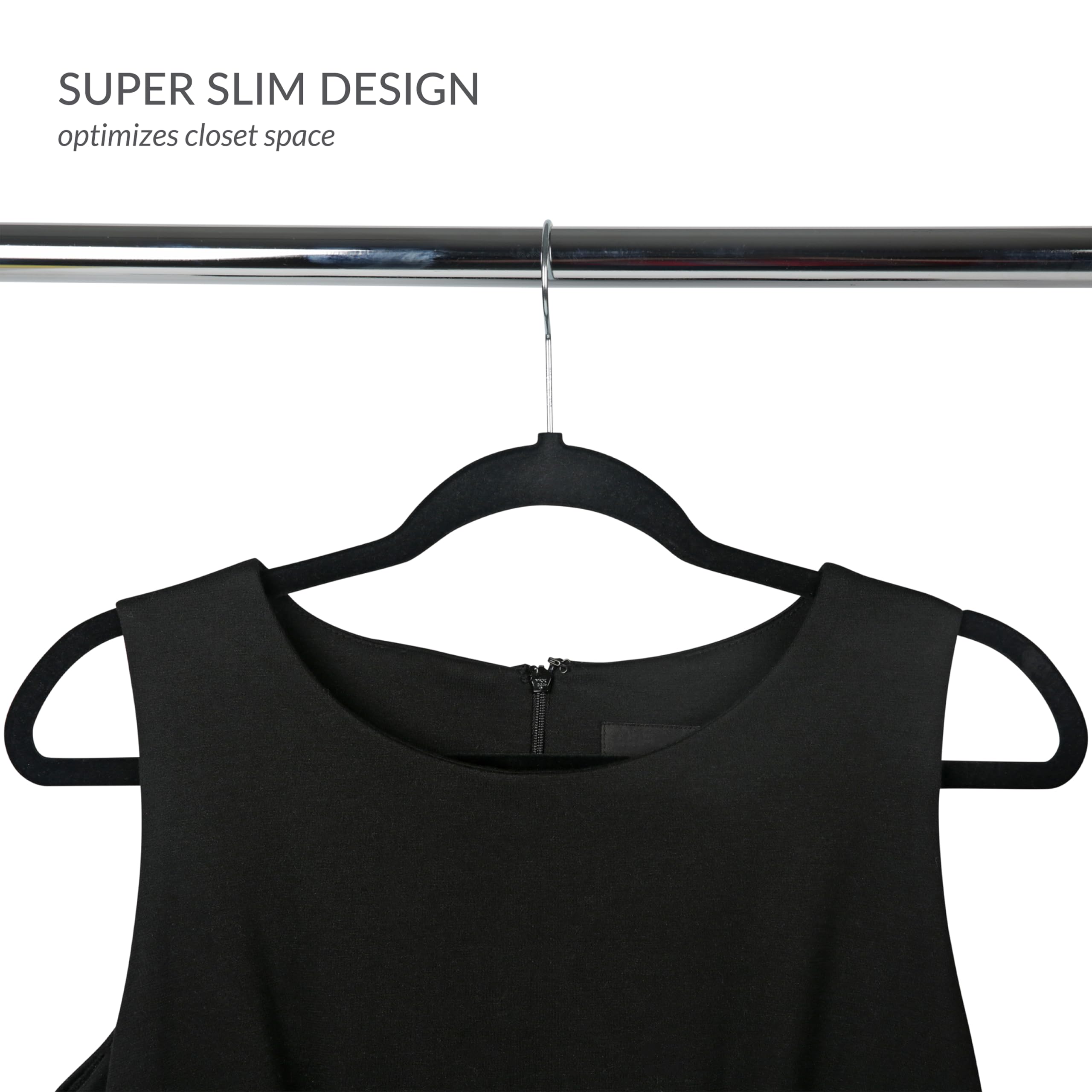 Simplify Slim Velvet Clothes Hangers | 100 Pack | Non-Slip | Shirts | Suit | Pants | Dresses | Garments | Closet Storage & Organization | Durable | Black