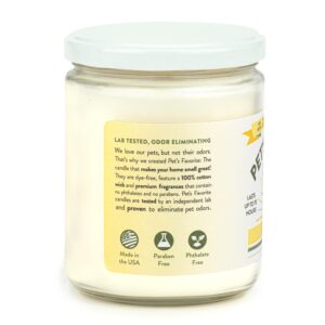 Pet's Favorite - Tested & Proven - Odor Eliminating Candle, Pet-Friendly Scented Candle, in 7 Great Fragrances – 70-Hour Burn Time, Cotton Wick (Lemon, Pack of 1)