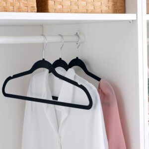 Simplify Slim Velvet Clothes Hangers | 100 Pack | Non-Slip | Shirts | Suit | Pants | Dresses | Garments | Closet Storage & Organization | Durable | Black