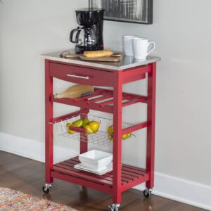 Linon Home Décor Kitchen Cart Red