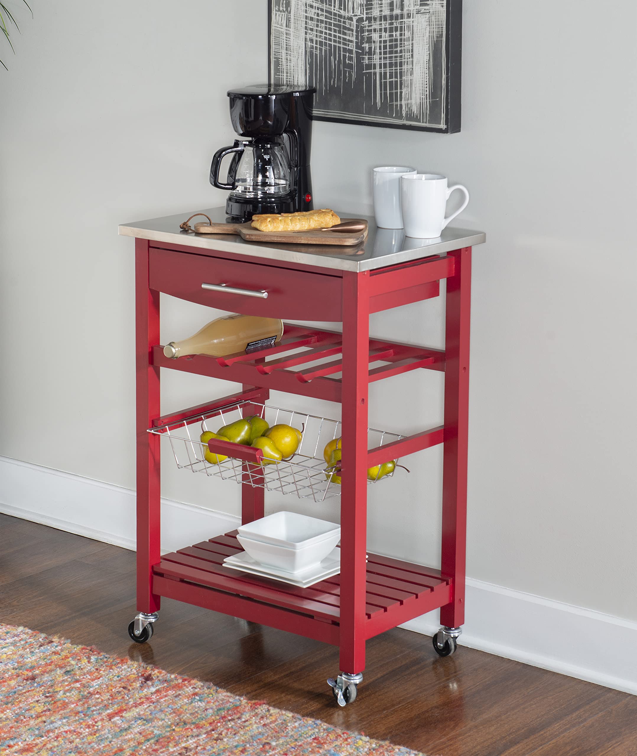 Linon Home Décor Kitchen Cart Red