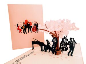 igifts and cards smooth jazz band 3d pop up greeting card - cool music lovers presents, awesome cherry blossom tree, inspirational notes, cool teacher gift, happy birthday celebration