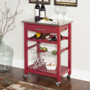 Linon Home Décor Kitchen Cart Red