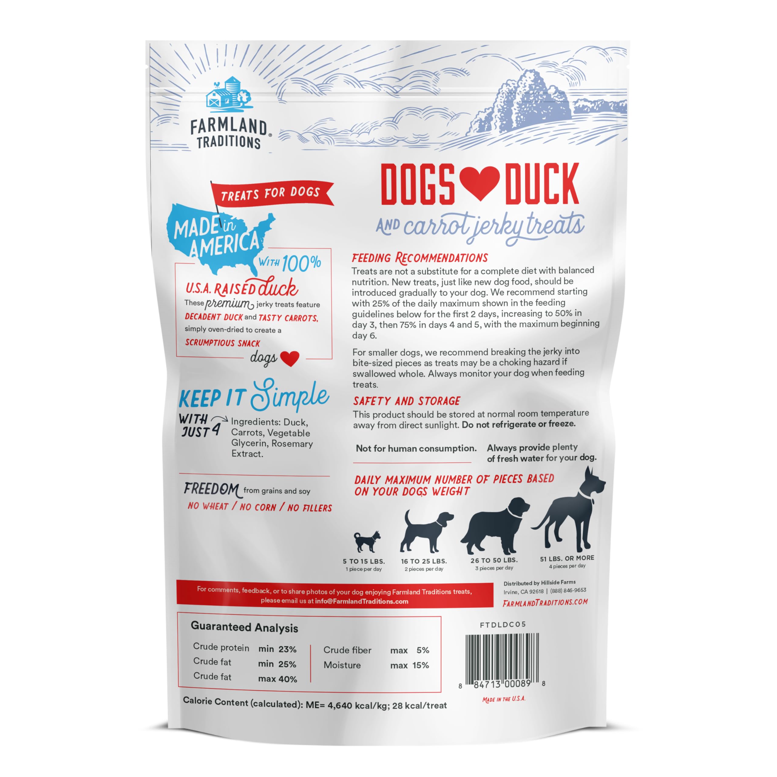 Farmland Traditions Filler Free Dogs Love Duck & Carrot Premium Jerky Treats. (13.5 oz)