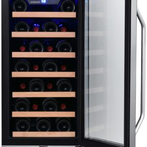 EdgeStar CWR302SZ 15 Inch Wide 25 Bottle Built-In Single Zone Wine Cooler with Reversible Lockable Door and LED Lighting - Stainless Steel