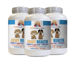 pet joint supplements - dogs joint health complex with turmeric and msm - supports hips and joints - turmeric for dogs - 3 bottles (180 tablets)