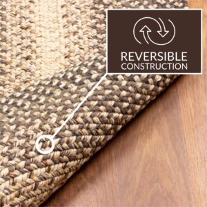 Super Area Rugs Braided Rugs 2X3 Farmhouse Kitchen Rug - Ridgewood Braided Rug for Living Room - Reversible - Indoor/Outdoor - Made in USA - Brown Velvet/Beige, 2' X 3' Oval