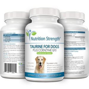 Nutrition Strength Taurine for Dogs, Support for a Healthy Heart Function, Resist Inflammatory Diseases, with Coenzyme Q10 to Help Manage Heart Failure and DCM in Dogs, 120 Chewable Tablets