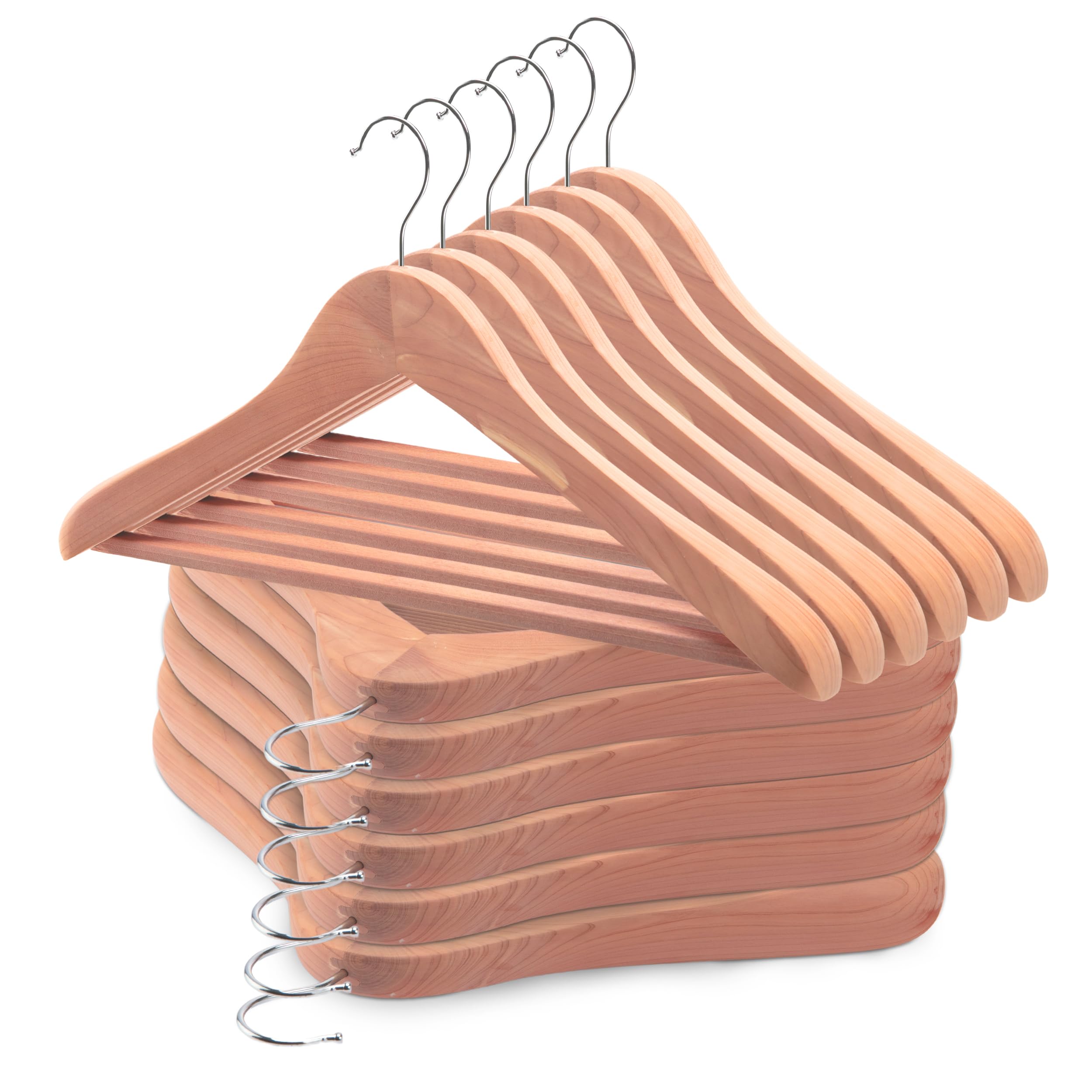 Neaties Premium Red Cedar Hangers for Closet Wide 2" Thick Cedarwood Hangers with Flat Bar - Cedar Pant Bar Cedar Jacket Hangers Cedar Suit Hangers Wooden Hangers Cedar Coat Hangers (4 Pack)