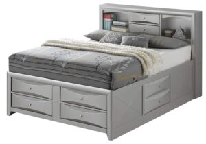 glory furniture marilla queen storage, silver bed room furniture, 49" h x 64" w x 92" d,