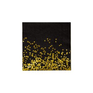 party chic black and gold party supplies disposable napkins gold dot confetti paper napkins for birthday anniversary new years graduation wedding christmas 3-ply 50 pack