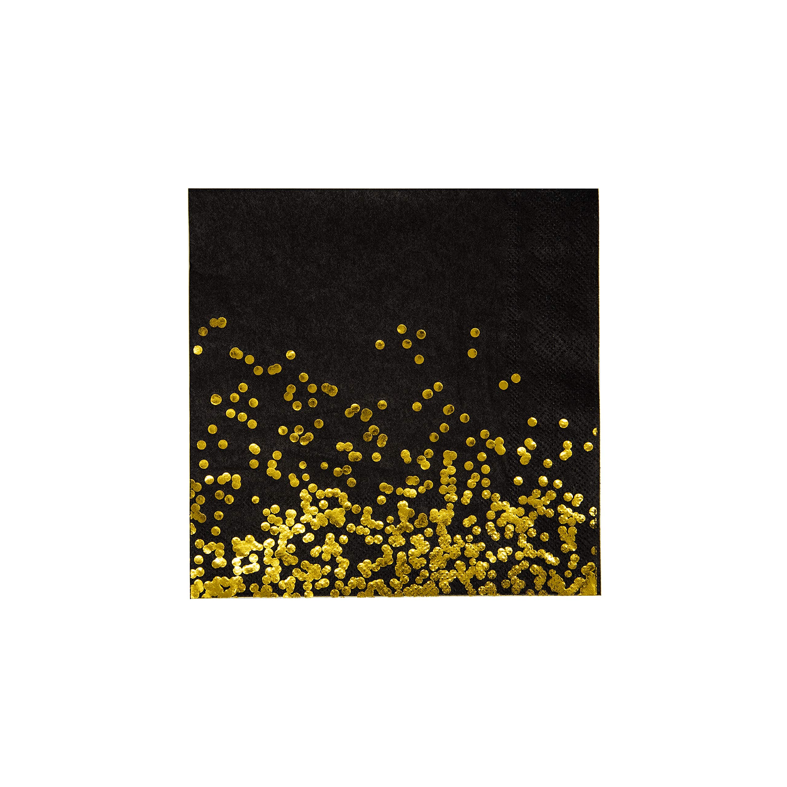 Party Chic Black and Gold Party Supplies Disposable Napkins Gold Dot Confetti Paper Napkins for Birthday Anniversary New Years Graduation Wedding Christmas 3-Ply 50 Pack