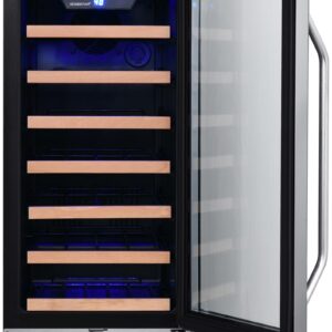 EdgeStar CWR302SZ 15 Inch Wide 25 Bottle Built-In Single Zone Wine Cooler with Reversible Lockable Door and LED Lighting - Stainless Steel