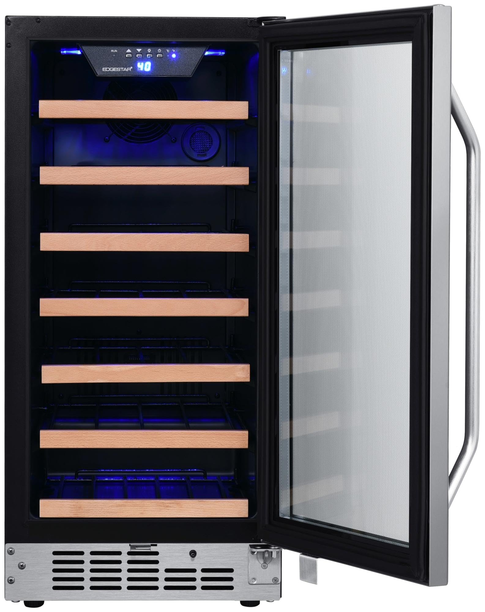 EdgeStar CWR302SZ 15 Inch Wide 25 Bottle Built-In Single Zone Wine Cooler with Reversible Lockable Door and LED Lighting - Stainless Steel