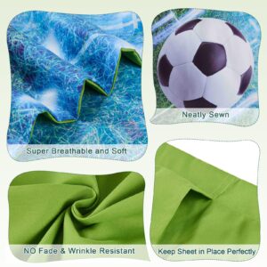 Wowelife Boys Full Soccer Bedding Set, Green Comforter Set Full 5 Pieces, Playground Soccer Comforter Full, Comfortable and Breathable for Teens and Adults