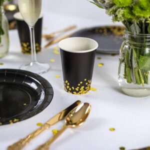 Party Chic Black and Gold Party Supplies Disposable Napkins Gold Dot Confetti Paper Napkins for Birthday Anniversary New Years Graduation Wedding Christmas 3-Ply 50 Pack