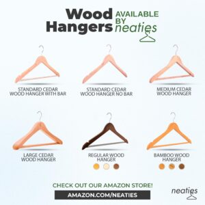 Neaties Premium Red Cedar Hangers for Closet Wide 2" Thick Cedarwood Hangers with Flat Bar - Cedar Pant Bar Cedar Jacket Hangers Cedar Suit Hangers Wooden Hangers Cedar Coat Hangers (4 Pack)