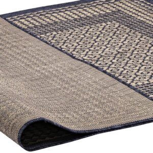 Benissimo 4 x 6 Indoor Outdoor Rug Tile Collection, Woven, Jute Backing Area Carpet for Living Room, Bedroom, Kitchen, Entryway, Hallway, Patio, Farmhouse Decor, Navy