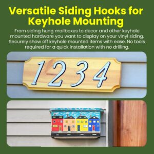 VZ Hang Keyhole Vinyl Siding Hooks 7 Pack - Tool-Free and Drill-Free Siding Hooks for Hanging Outdoor Decorations - Lightweight and Durable Siding Hooks for Home Siding Clips for Outdoor Lights