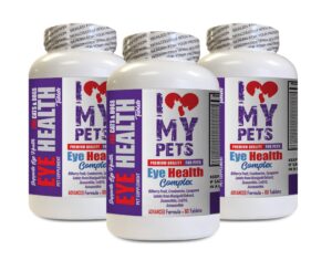 dog eye support supplement - pets eye health for dogs and cats - best premium complex - dog eye care - 3 bottles (180 treats)