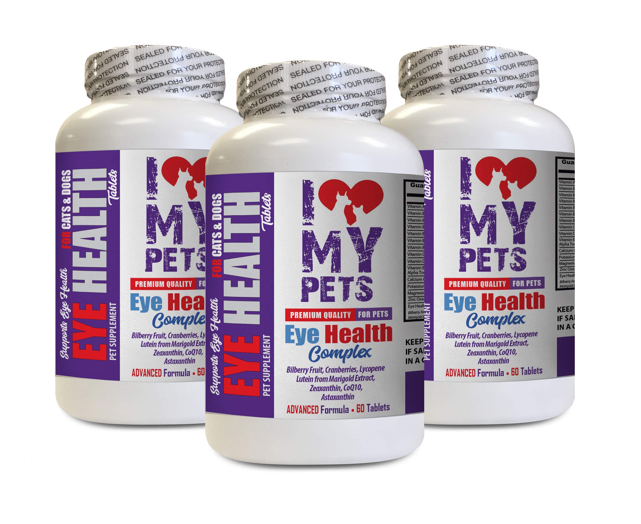 Dog Eye Support Supplement - Pets Eye Health for Dogs and Cats - Best Premium Complex - Dog Eye Care - 3 Bottles (180 Treats)