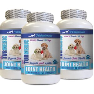 PET SUPPLEMENTS Dog Joint Formula - Turmeric Joint Health for Dogs - Advanced Formula for Joints - Turmeric for Dogs Powder - 3 Bottles (180 Tablets)