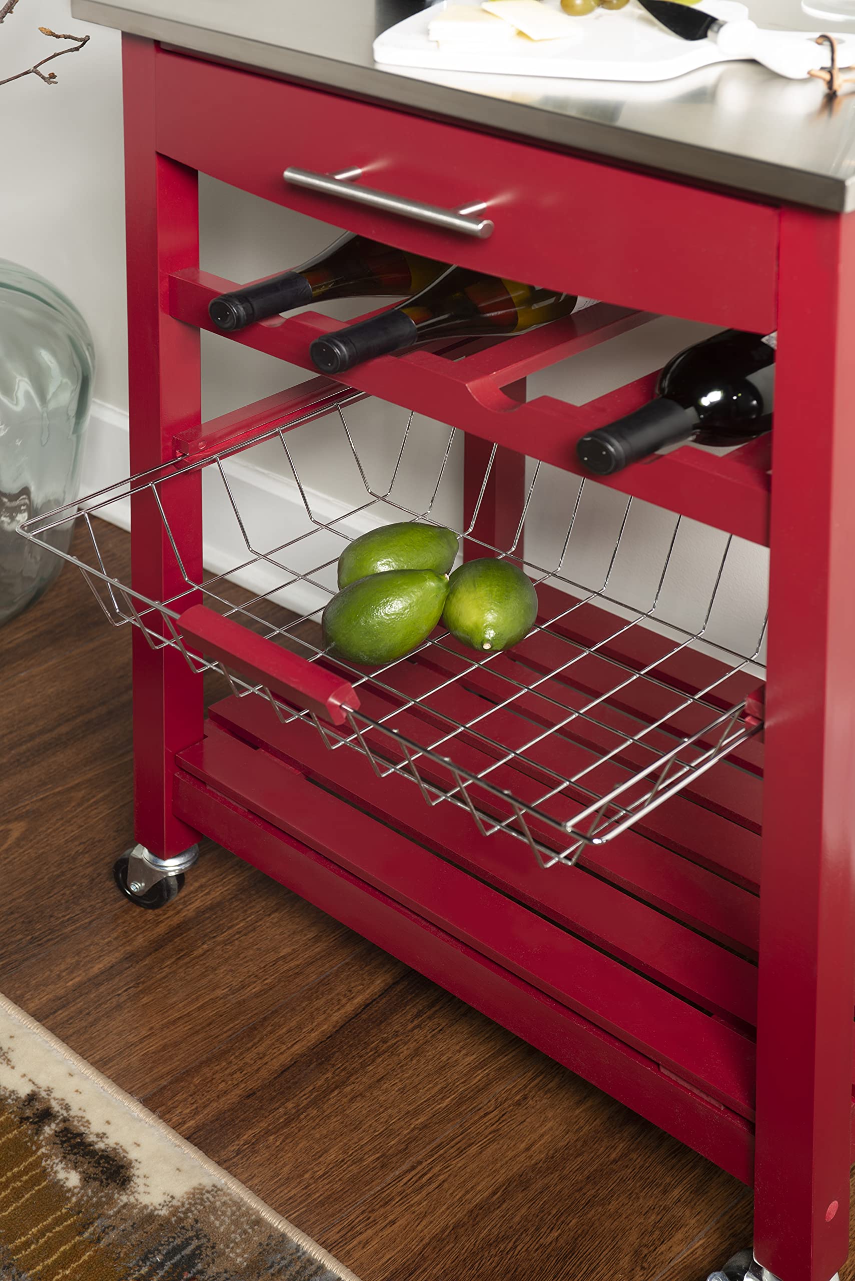 Linon Home Décor Kitchen Cart Red