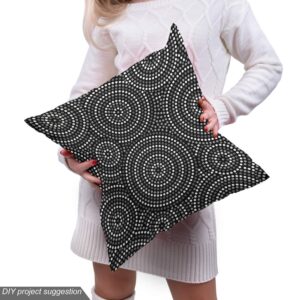 Ambesonne Black and White Fabric by The Yard, Concentric Dotted Circles Inspired from Australian Aborginial Art, Decorative Fabric for Upholstery and Home Accents, 3 Yards, White and Black