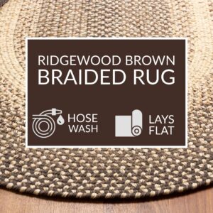 Super Area Rugs Braided Rugs 2X3 Farmhouse Kitchen Rug - Ridgewood Braided Rug for Living Room - Reversible - Indoor/Outdoor - Made in USA - Brown Velvet/Beige, 2' X 3' Oval