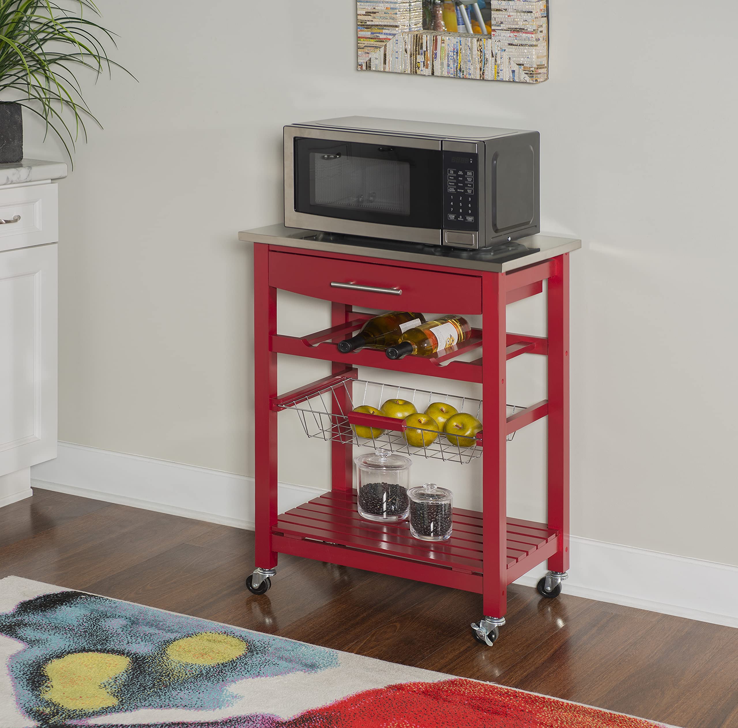 Linon Home Décor Kitchen Cart Red