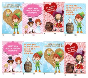 silly goose gifts peter pan themed valentine day classroom sharing card set (24 included) school exchange kids valentine's