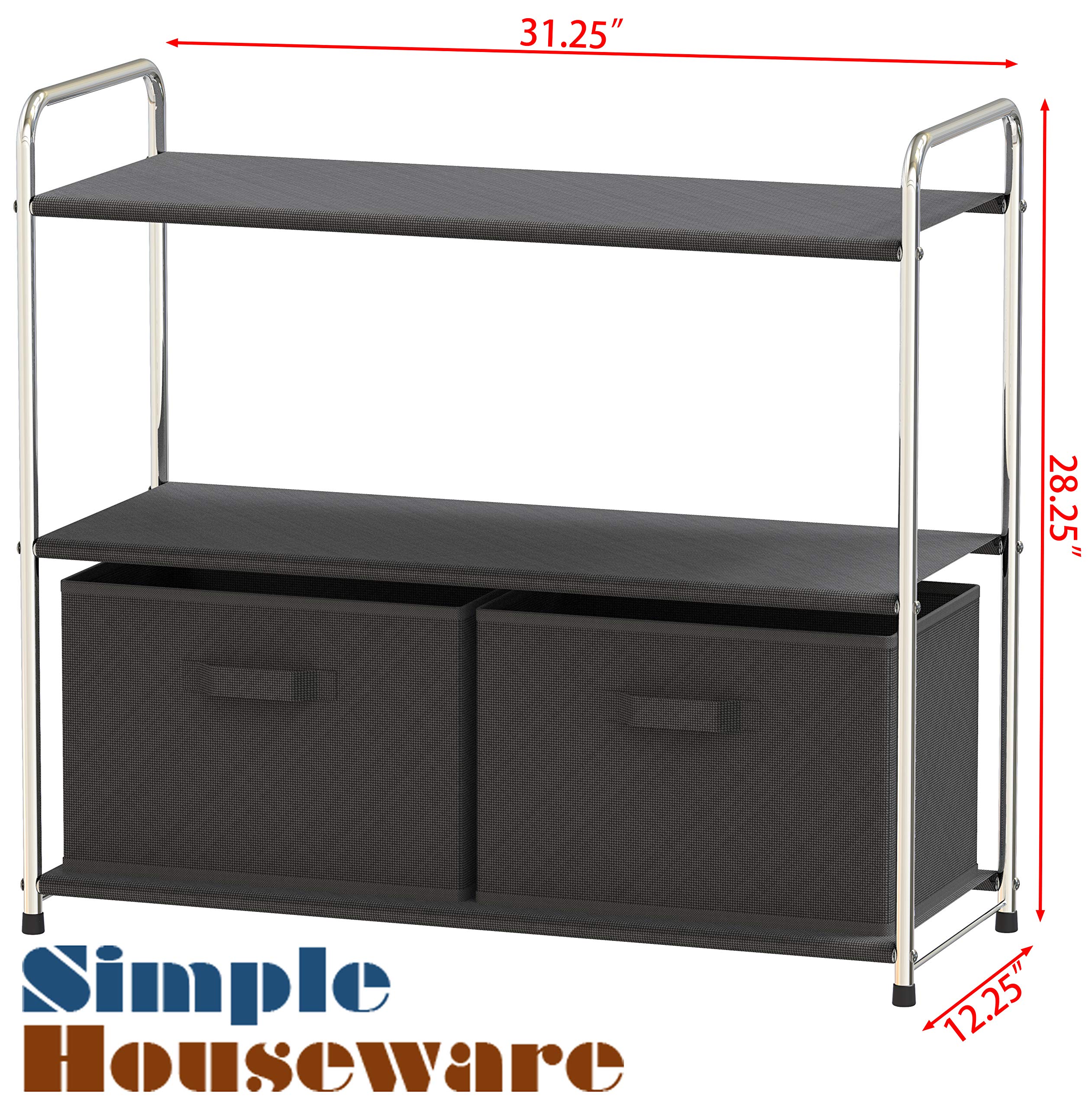 Simple Houseware 3-Tier Closet Storage with 2 Drawers, Dark Grey