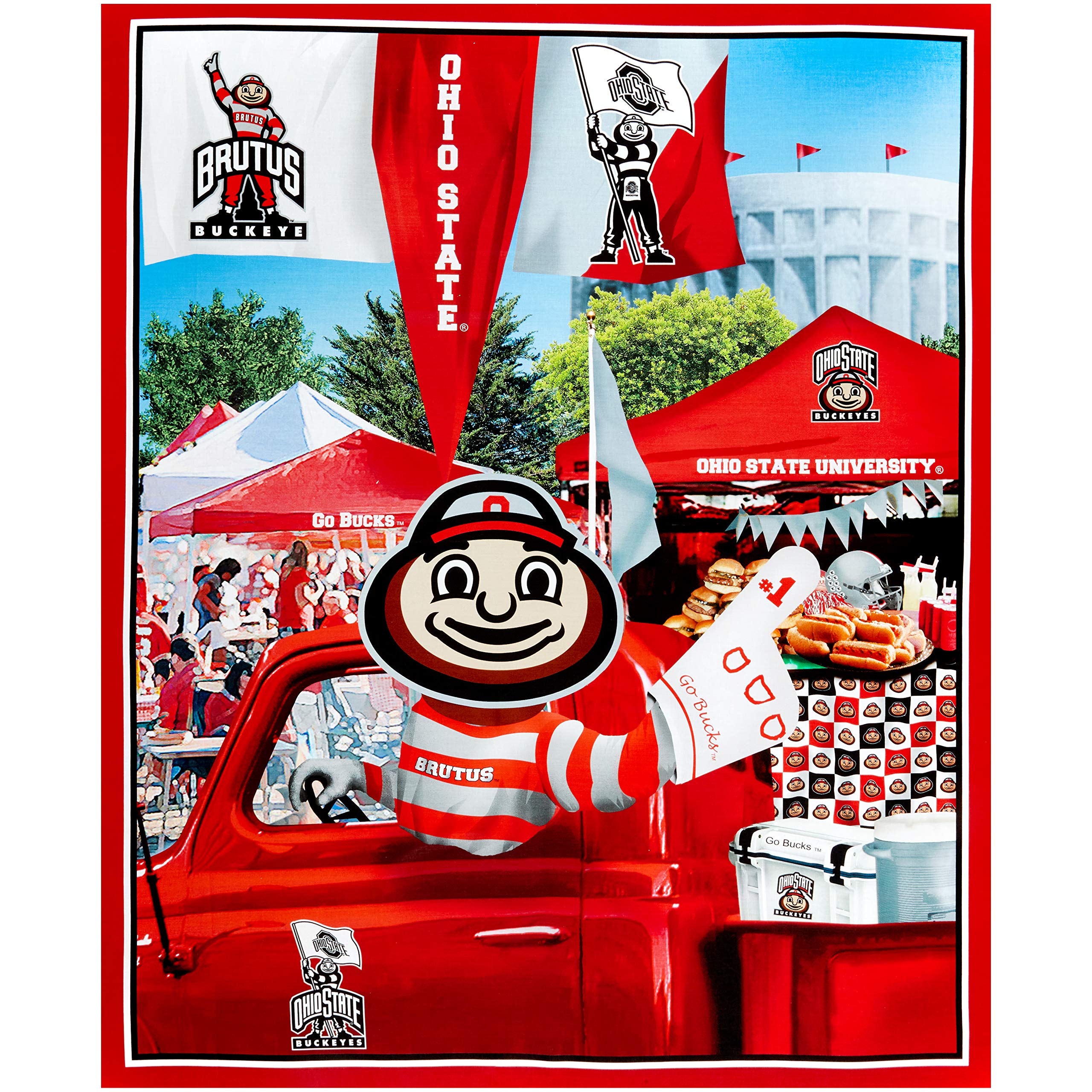 NCAA Ohio State Buckeyes Digital Tailgate Cotton Panel 36" x 44", Fabric by the Yard