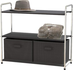 simple houseware 3-tier closet storage with 2 drawers, dark grey